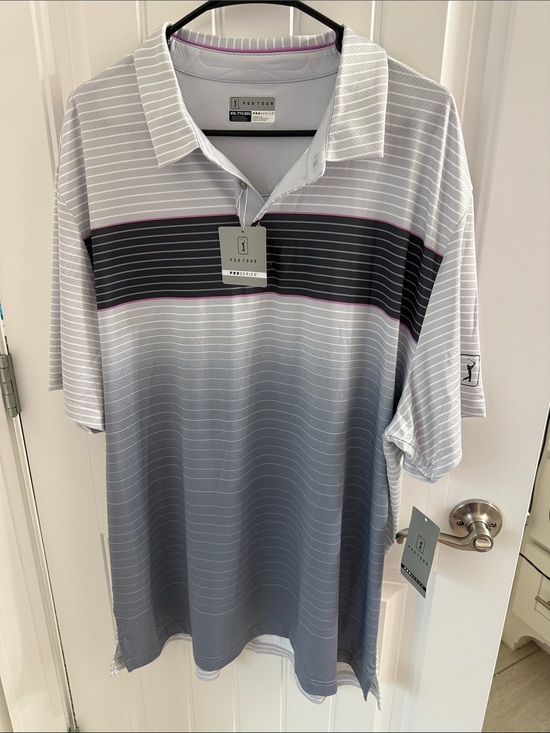 PGA Tour | Shirts | Pga Tour Gray Gradient Polo With Black Chest Band ...